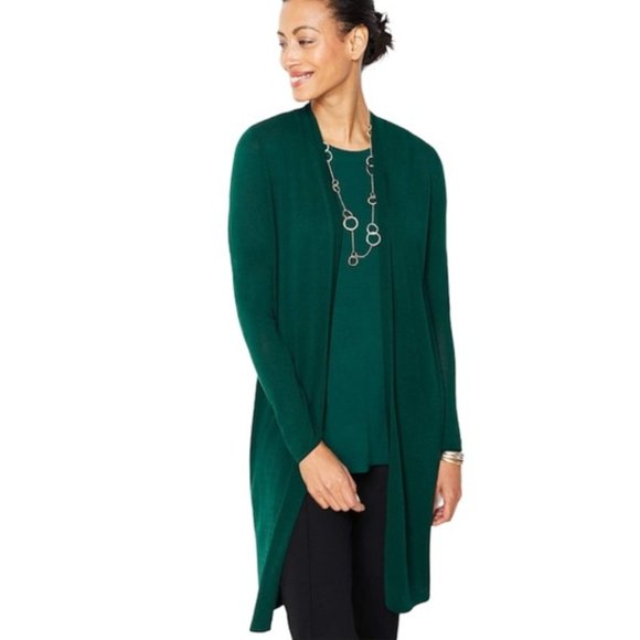 J. Jill | Sweaters | J Jill Wearever Light Airy Openfront Emerald ...